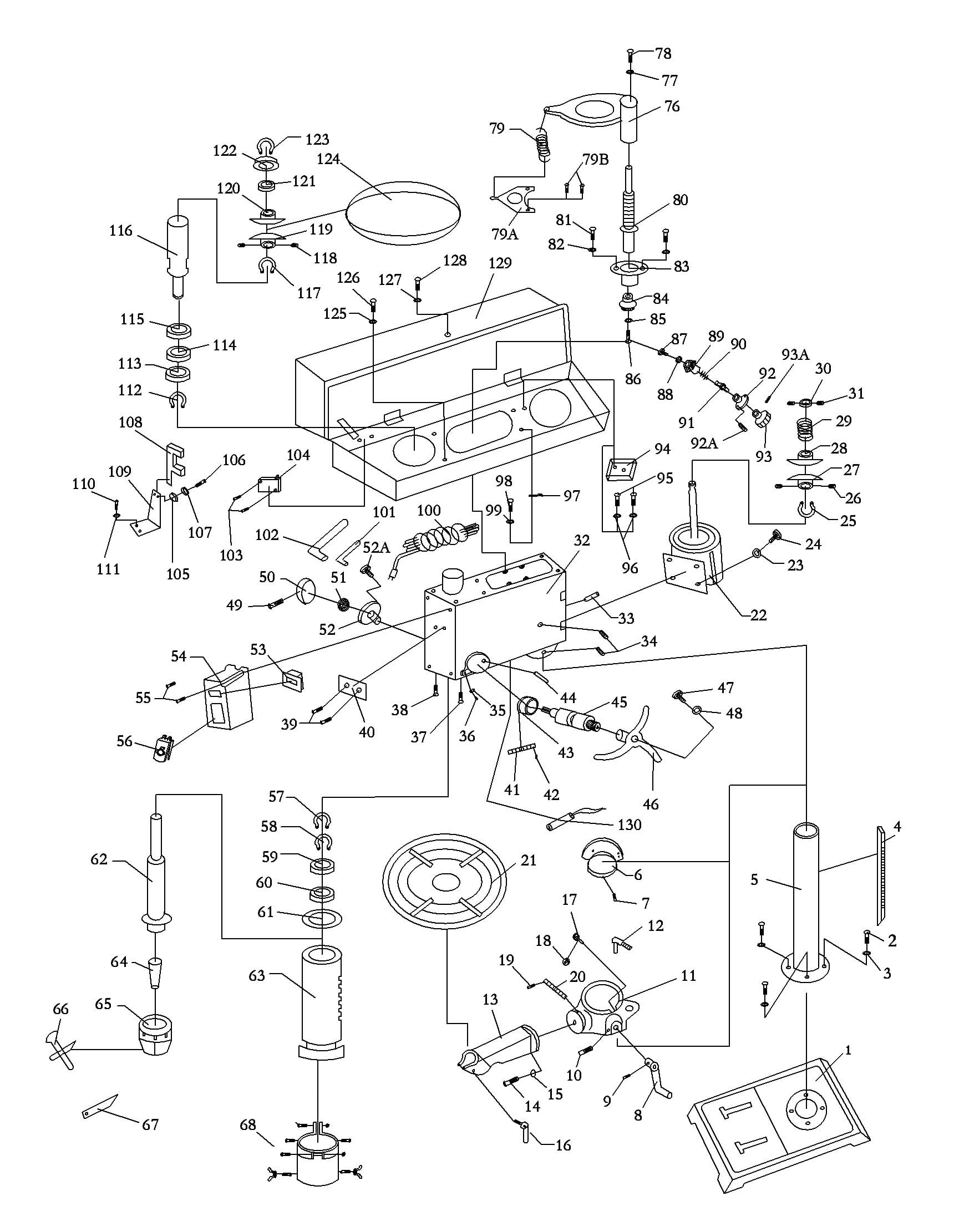 SIP 01533 Bench Pillar Drill Drawing