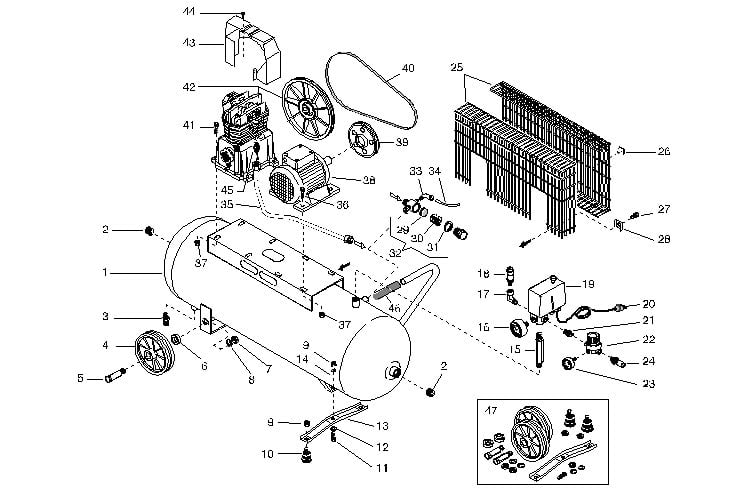 SIP Airmate P3 Compressor 50 Litre Diagram